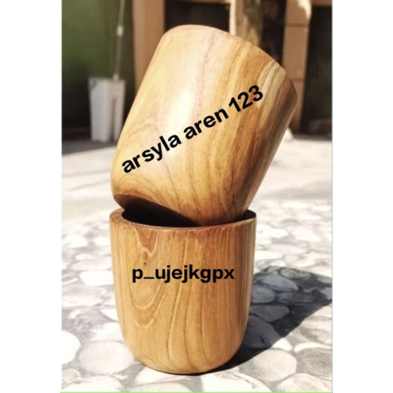 Jual gelas mug/gelas oval 8cm kayu jati | Shopee Indonesia