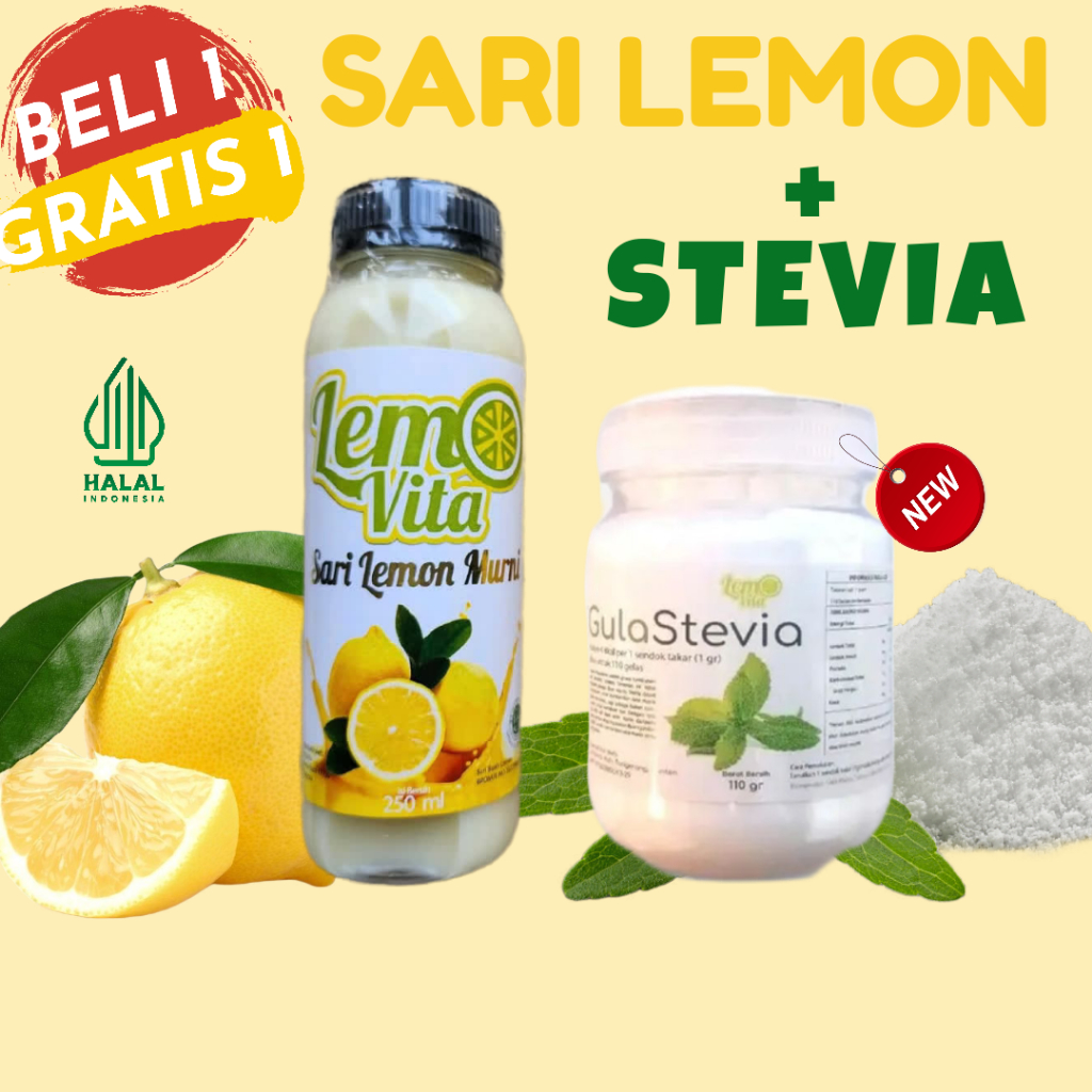 Jual SARI LEMON LEMOVITA + GULA STEVIA 110gr (bisa untuk 550 gelas ...