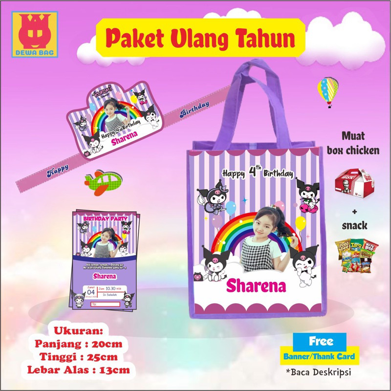 Jual Paket Ultah Model Berdiri/ Paket ulang tahun anak/ Tas ultah model ...