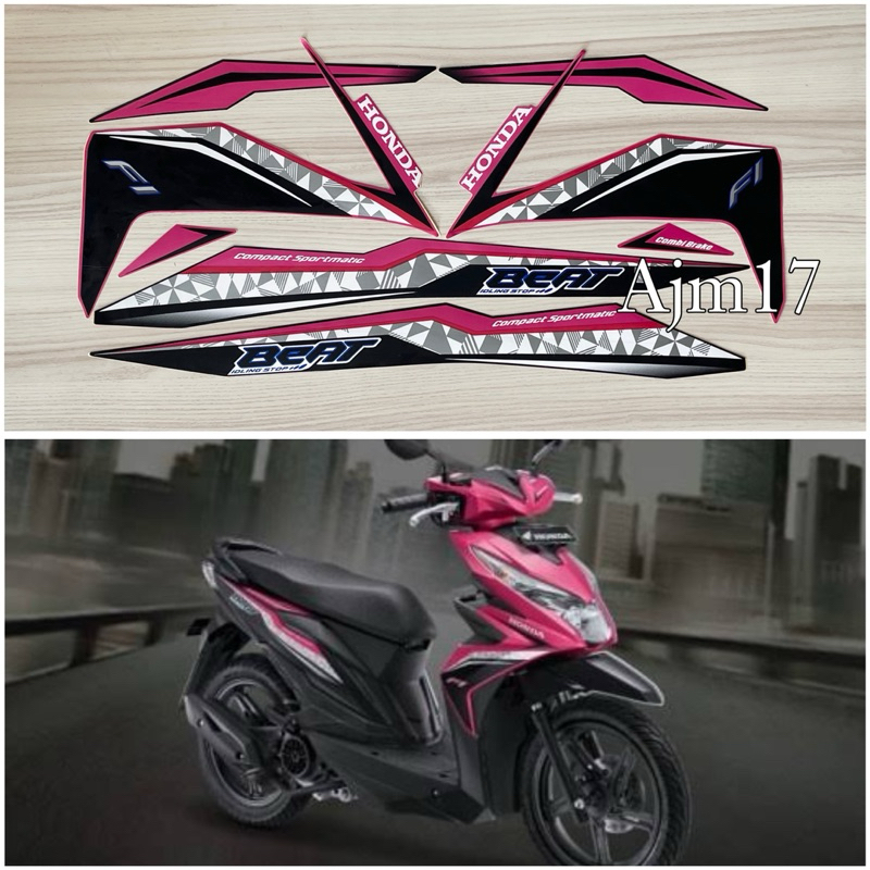Jual STIKER STRIPING MOTOR BEAT 2017 PINK FUSION MAGENTA BLACK | Shopee ...