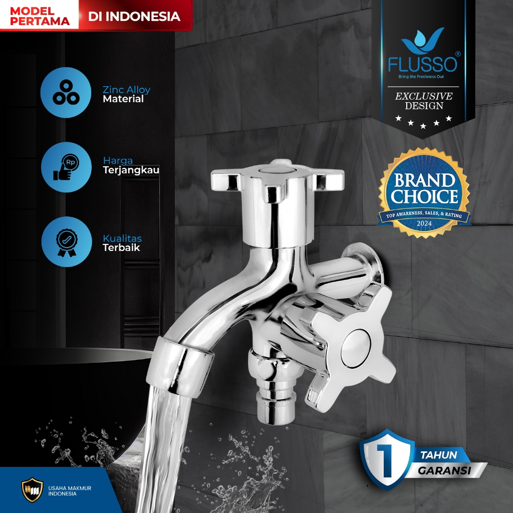 Jual FLUSSO KRAN PB3 KDB ZC-S | Flusso Kran Tembok Double Baling ...