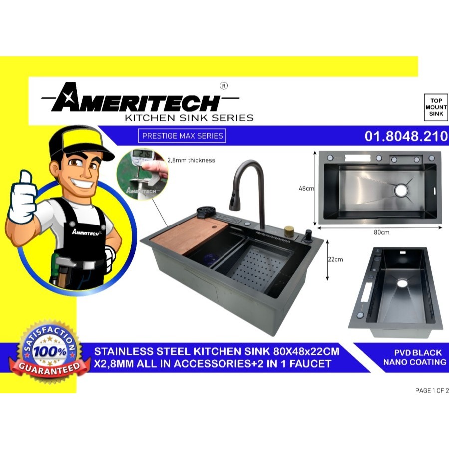 Jual BCP Prestige Ameritech 1 lbg 2 in 1 Faucet Komplit Bak Cuci Piring ...