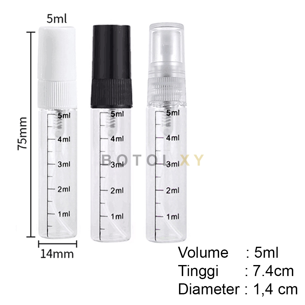 Jual Botol Spray Kaca 5ml Scale Ukur Tutup Plastik - Refillable Parfum ...