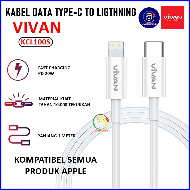 Jual Kabel Data Vivan KCL100S Kabel Iphone Type-C to Lightning PD 20W ...