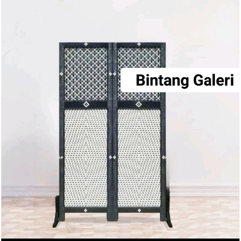 Jual ( 2 PANEL ) Sketsel Pembatas Ruangan Rotan Sintetis Partisi Sekat ...