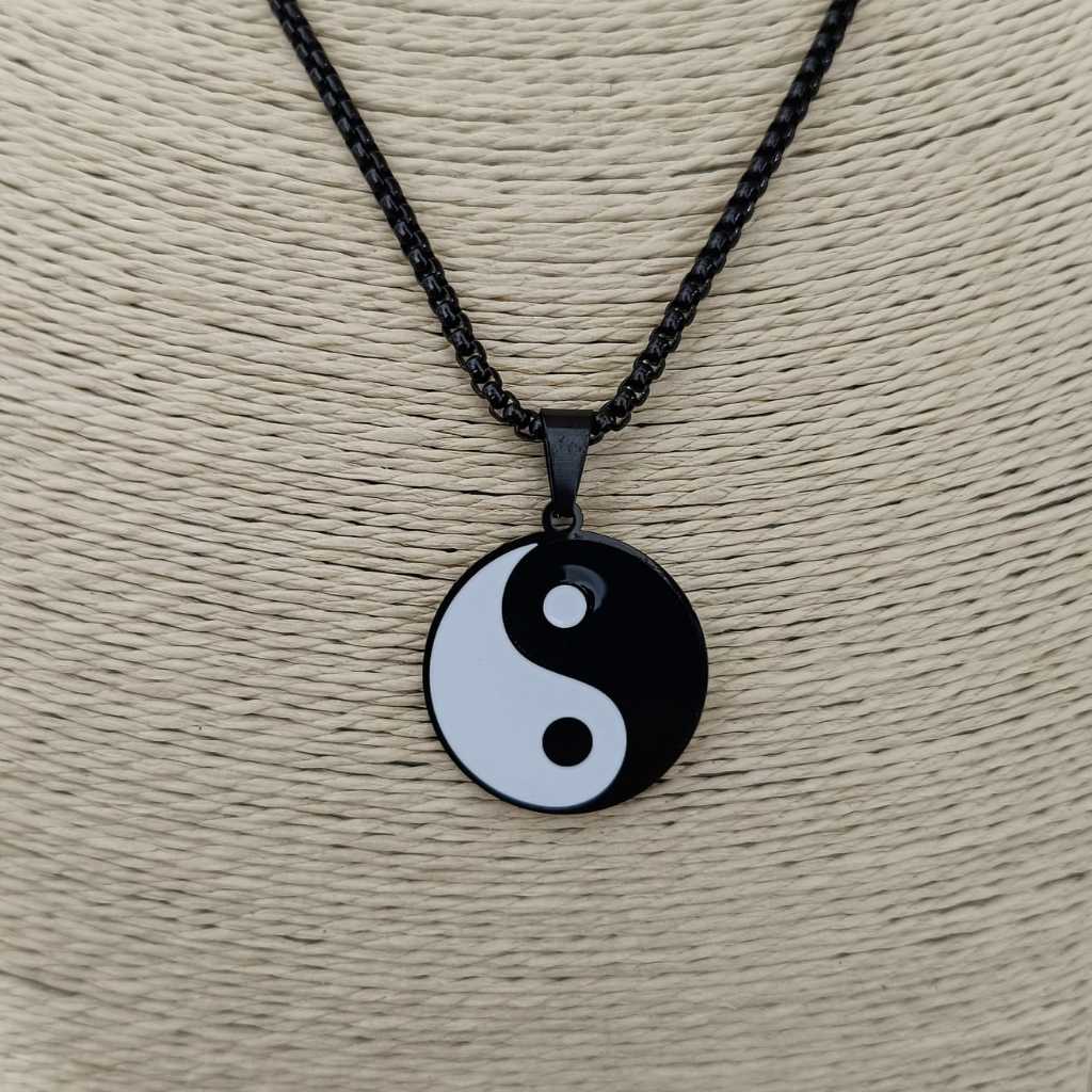 Jual KALUNG LIONTIN TITANIUM MODE BULAT YIN YANG TERLARIS | Shopee ...
