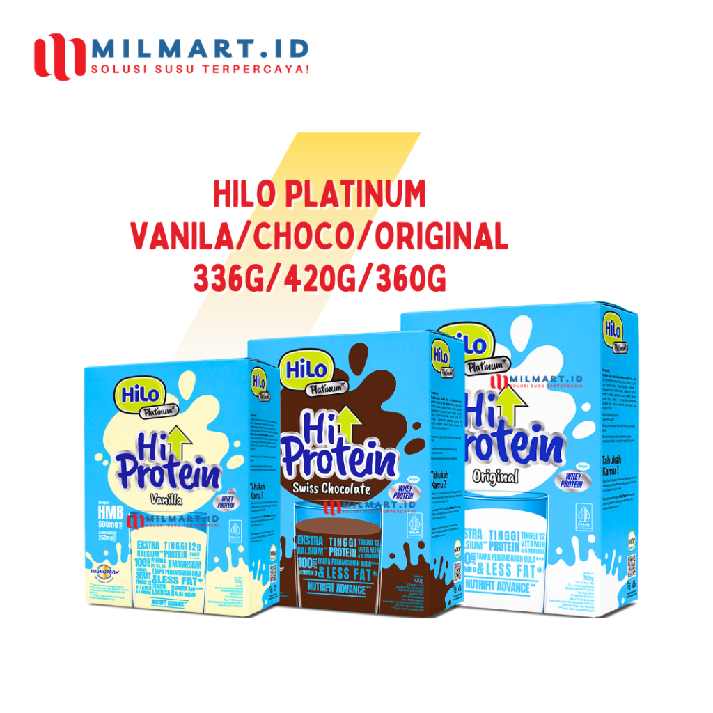 Jual HILO PLATINUM SACHET CHOCOLATE/VANILA/ORIGINAL SUSU HIGH PROTEIN HILO | Shopee Indonesia