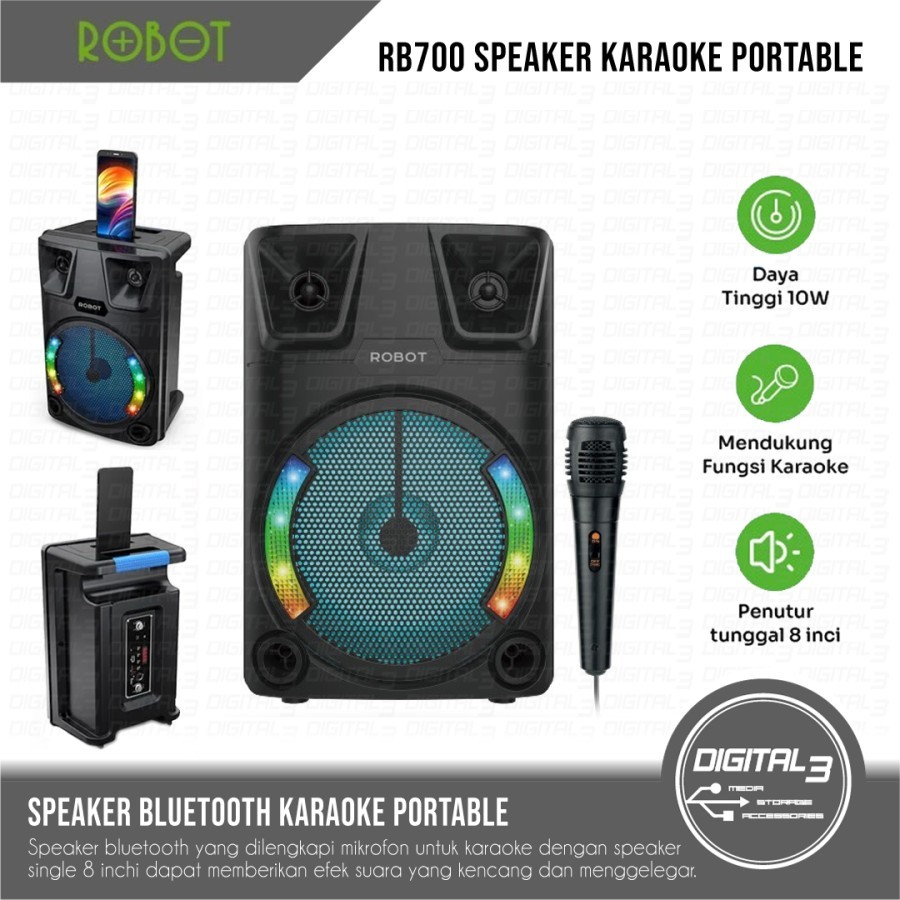 Jual ROBOT Speaker Karaoke RB700 Bluetooth Wireless TWS Outdoor 10W ...