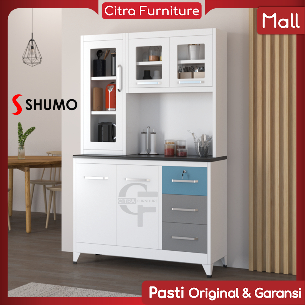 Jual [ SHUMO ] Lemari Dapur 3 Pintu Minimalis Besi | Kabinet Rak Piring ...