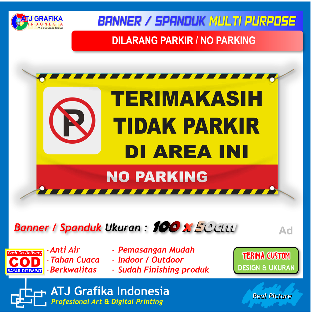 Jual Banner spanduk dilarang parkir di area ini baner tulisan no ...