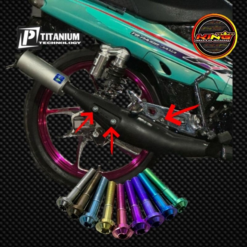 Jual baut tameng knalpot fizr knalpot ahm f1zr titanium satu set 2 biji ...