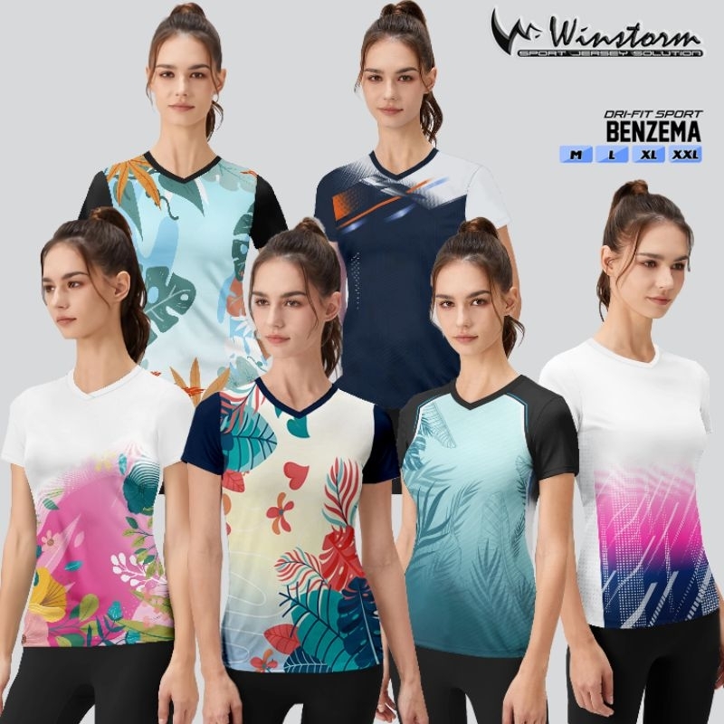 Jual Winstorm Benzema Baju Olahraga Cewe Dewasa Kaos Bulutangkis Wanita ...