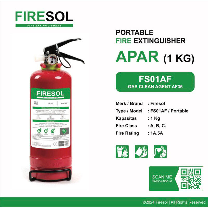 Jual APAR 1KG GAS CLEAN AGENT AF36/ Alat Pemadam Api Ringan | Shopee ...