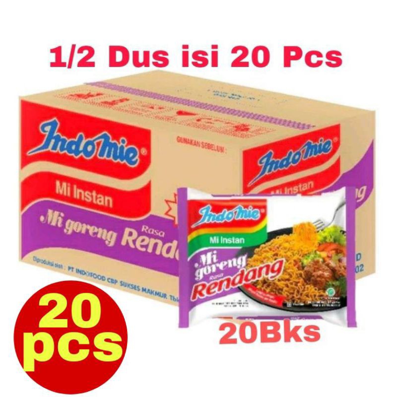 Jual INDOMIE/INDOFOOD MIE GORENG RASA RENDANG 91 GRAM 1/2 DUS / 20 PCS ...