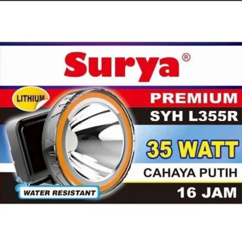Jual SURYA Senter Kepala HeadLamp Putih 35W 35Watt 35 W Watt SYHL355R SYH L 355 R L355R 355R Cas ...
