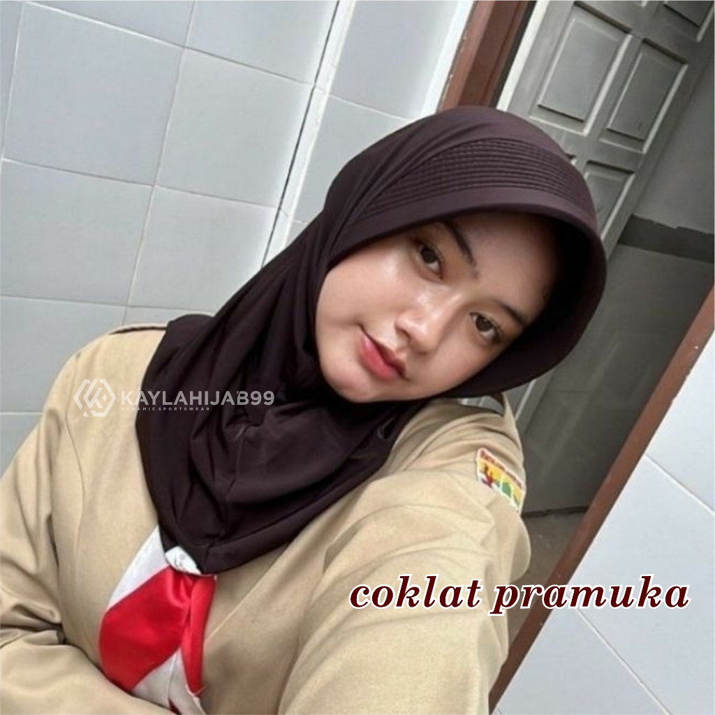 Jual HIJAB JERSEY INSTAN JILBAB SPORTY PET TEBAL HIJAB OLAH RAGA KERUDUNG SEKOLAH COKLAT PRAMUKA ...