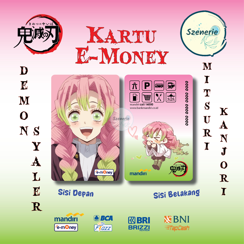 Jual Emoney Custom Mitsuri Kanjori Demon Slayer Flazz gen 2 Mandiri BCA ...
