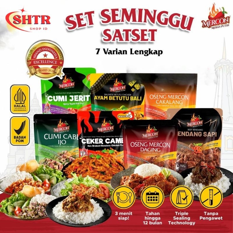 Jual MERCON MERAH PUTIH - Oseng Merecon Daging/Cakalang/Cumi Jerit/Cabe ...