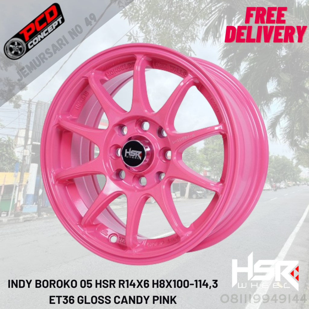 Jual Velg Mobil INDY BOROKO 05 HSR R14X6 H8X100-114,3 ET36 GLOSS CANDY PINK Jari - Jari Imut ...