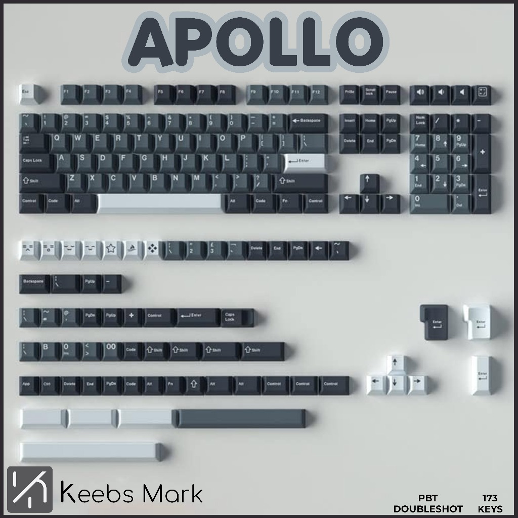 Jual Apollo Keycaps PBT Doubleshot 173 Keys Cherry Profile Keycaps ...