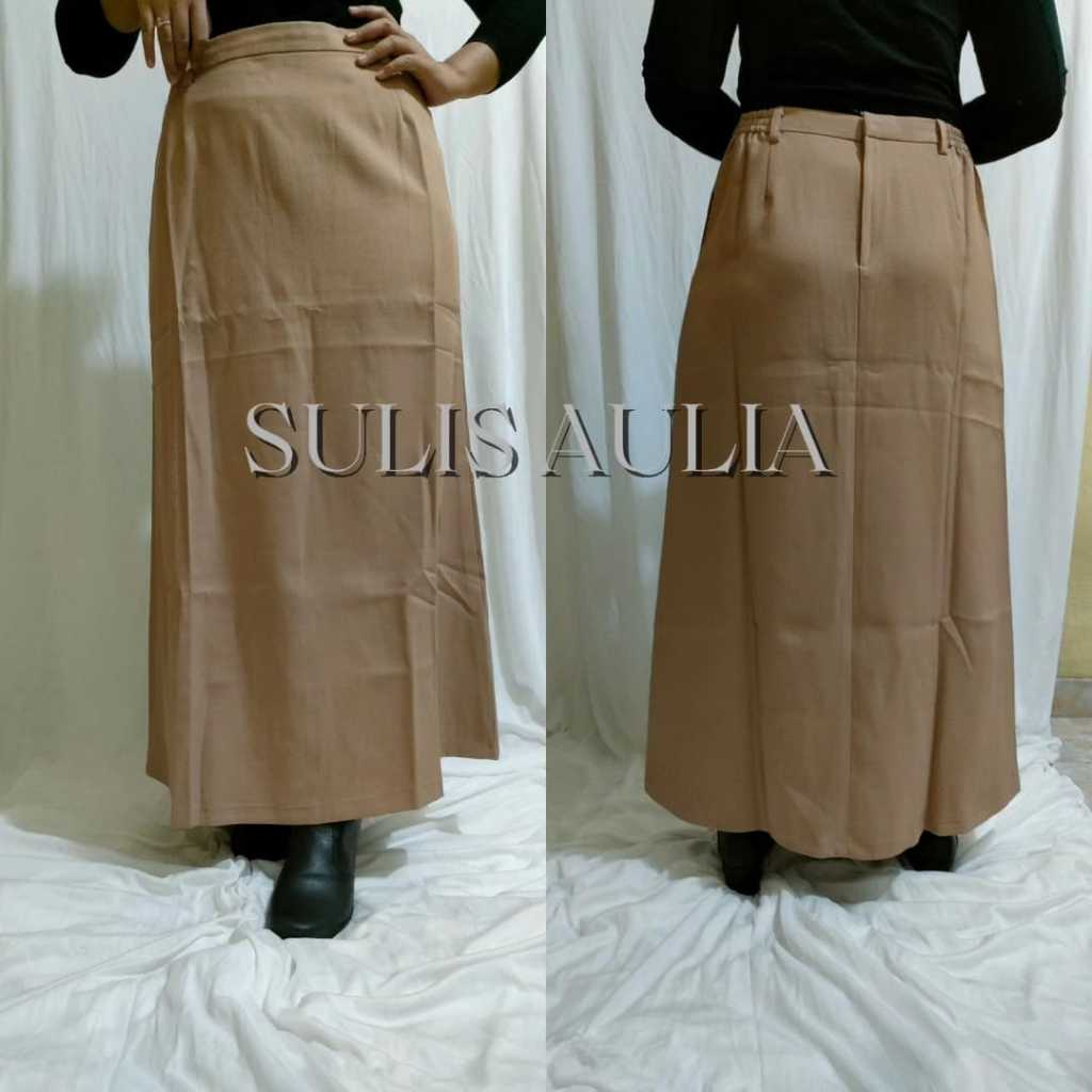 Jual Rok Line A Wanita Panjang pinggang karet samping kanan dan kiri ...