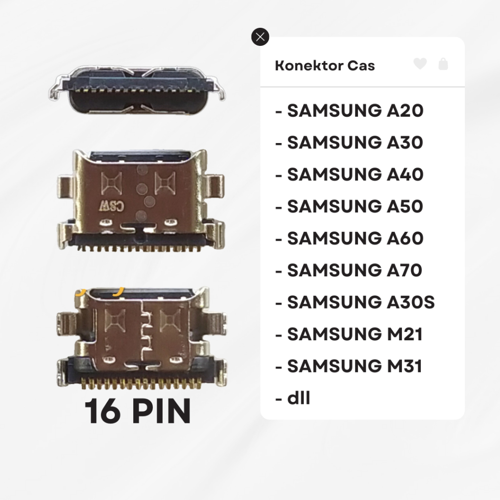 Jual 16 PIN KONEKTOR CAS CC PLUG IN SAMSUNG A20 | A30 | A40 | A50 | A60 ...