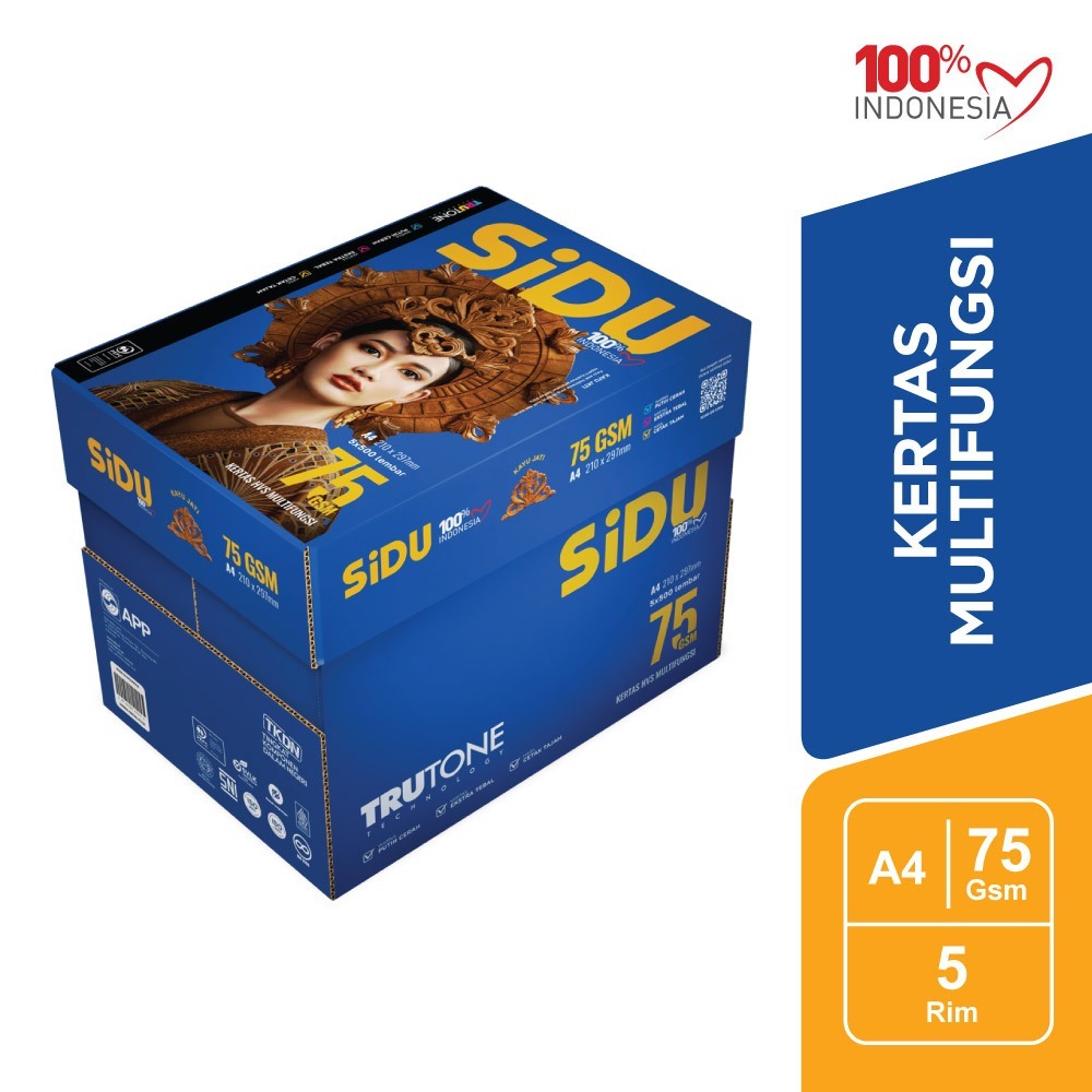 Jual [BISA INSTANT & COD] SIDU HVS A4 75Gsm Tersedia 1 Dus (Isi 5 Rim ...
