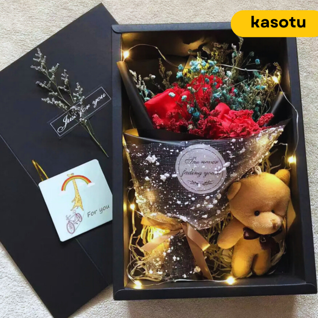 Jual Bucket Buket Kado Hadiah Box Bunga Mawar Merah Kawat Bulu Palsu ...