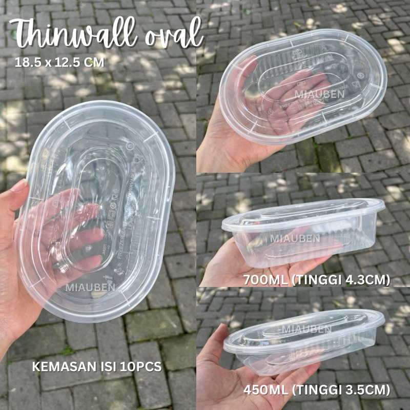 Jual ok Thinwall oval isi 10pcs 700ml 450ml takeaway cafe | Shopee Indonesia