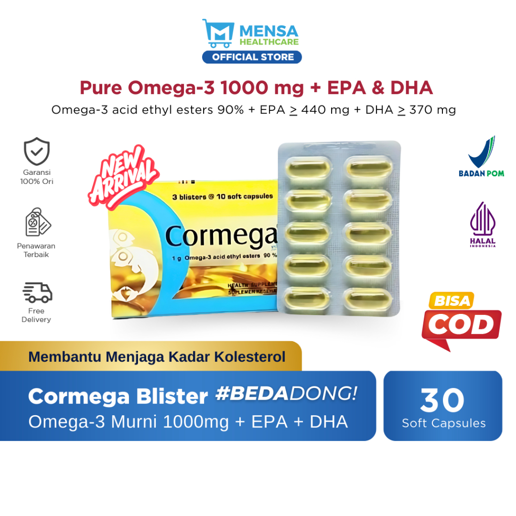 Jual Cormega Suplemen Pure Omega 3 EPA & DHA 1 Box isi 30 Soft Capsules ...