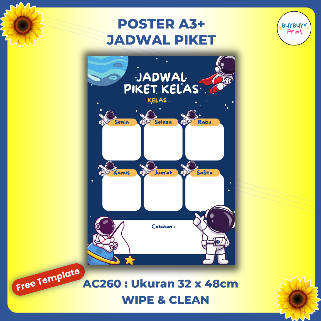 Jual Poster Sekolah/Kelas Tema Jadwal Piket Ukuran A3+ | Shopee Indonesia
