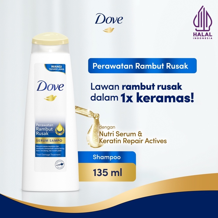 Jual Dove Perawatan Rambut Rusak Serum Shampo 135ml/Conditioner 160ml ...