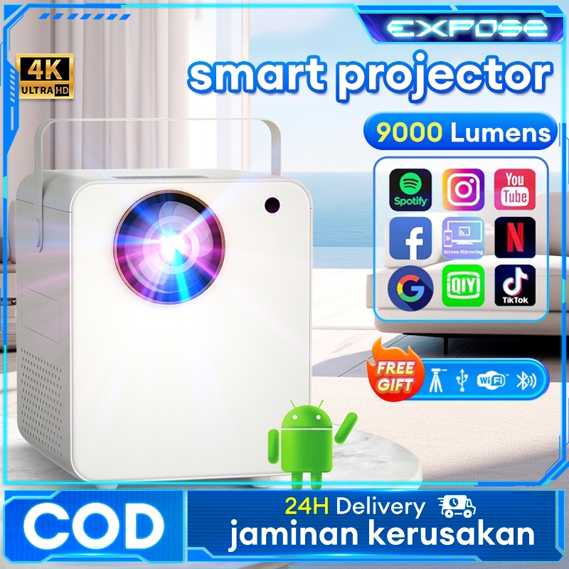 Jual Proyektor Android 12.0 UHD 4G Wi-Fi Bluetooth Layar LED Cermin ...