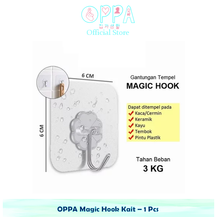 Jual OPPA Magic Hook Kait - 1 Pcs Gantungan Baju Tempel Kua Dinding Dapur Serbaguna Tape Baju ...