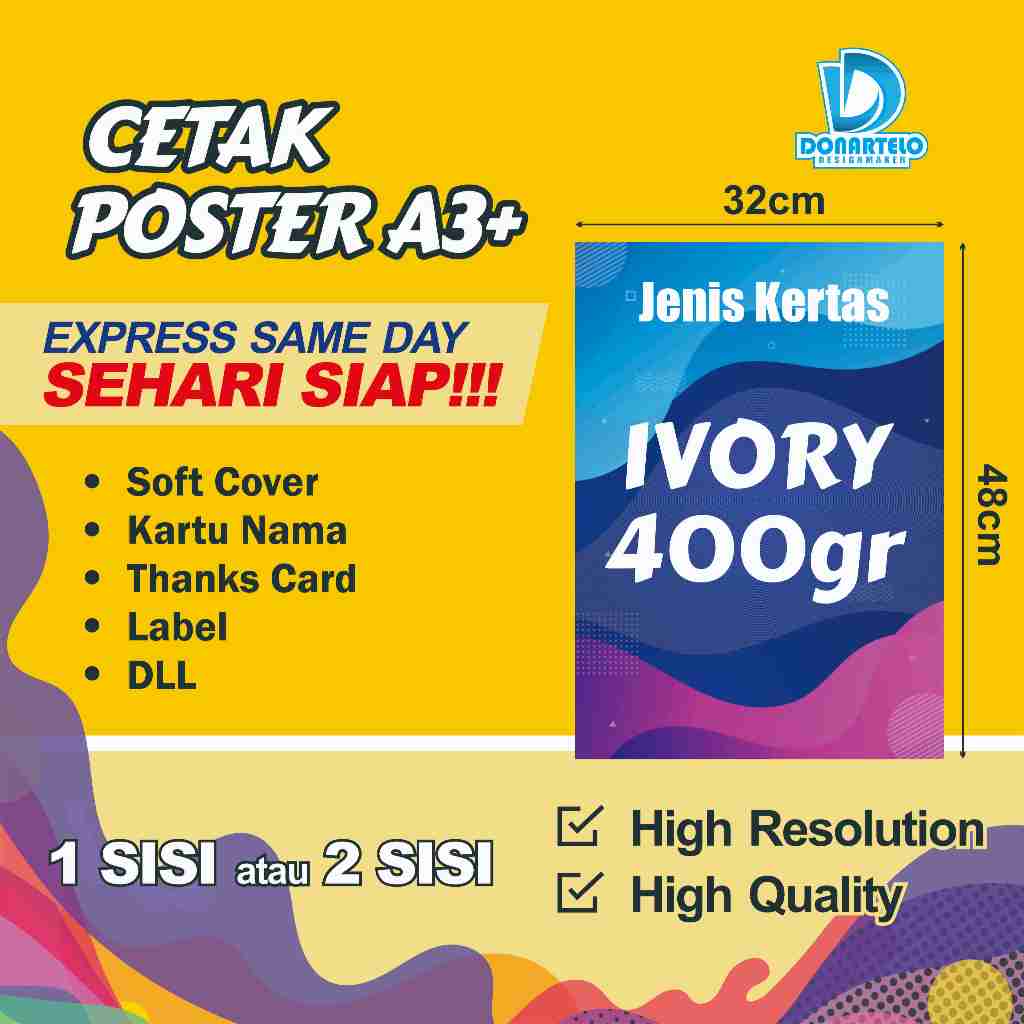Jual CETAK KERTAS IVORY 400gr UKURAN A3+ HIGH RESOLUTION, KARTU NAMA ...