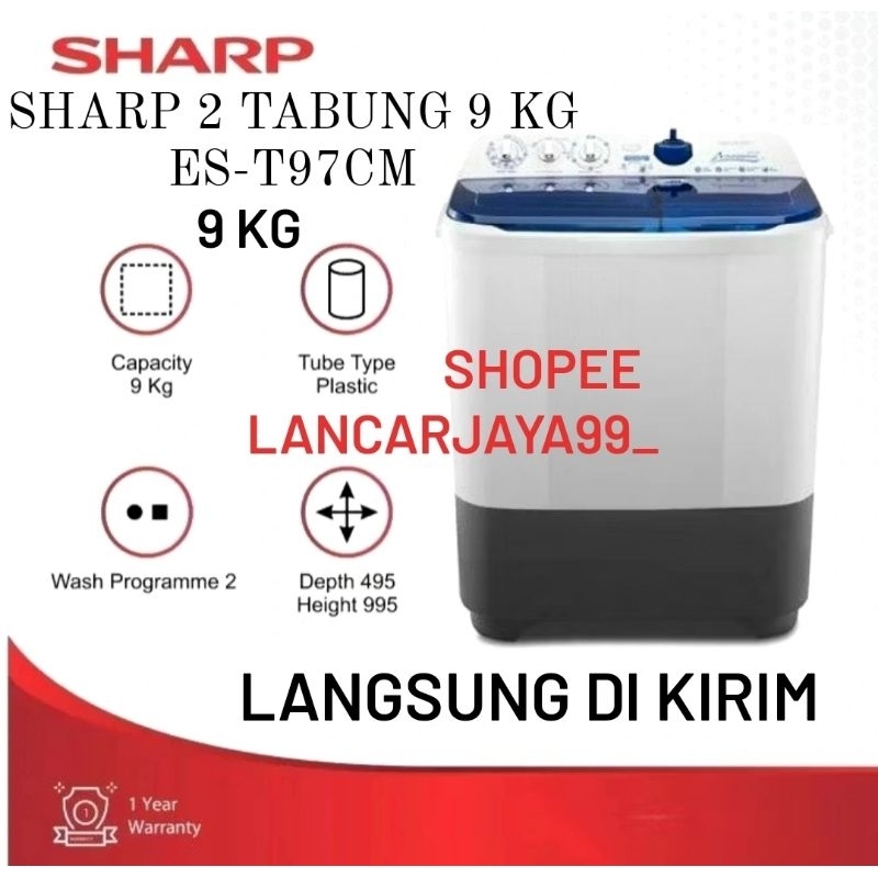 Jual MESIN CUCI SHARP 2 TABUNG 9KG | Shopee Indonesia