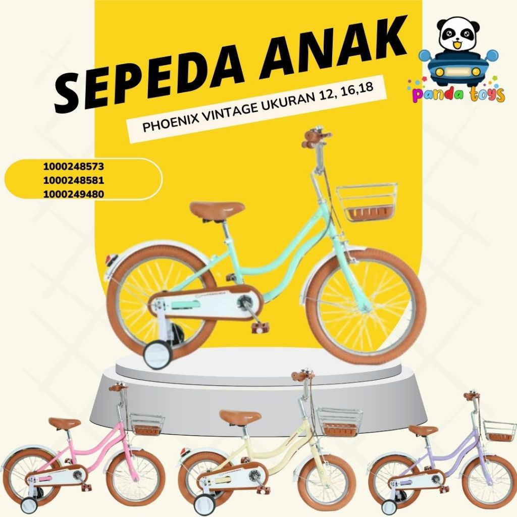 Jual Sepeda Anak NEW PHOENIX VINTAGE Ukuran 12 16 18 Inch Keranjang ...
