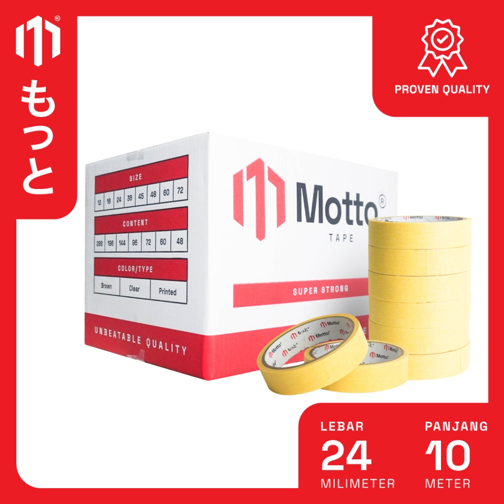 Jual Lakban Kertas / Masking Tape Kuning 24mm x 10 Meter - 1 Dus Isi ...