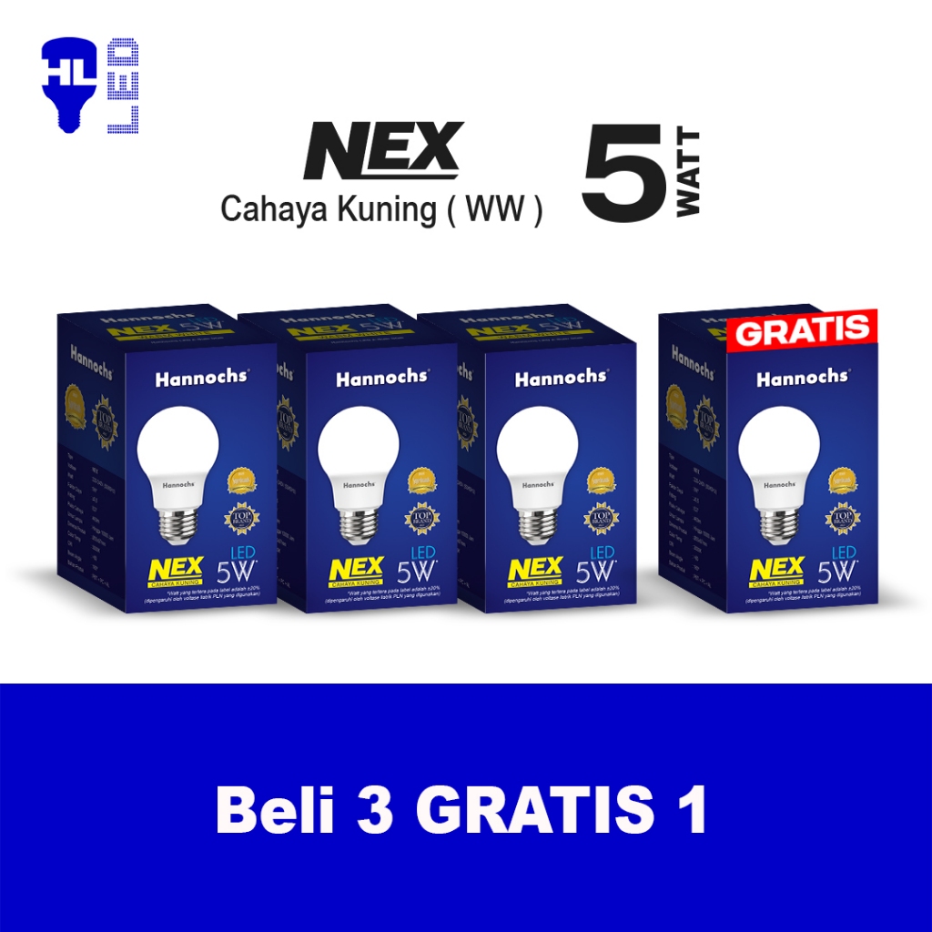 Jual Hannochs Lampu Bohlam LED NEX 5W Cahaya Kuning ( BELI 3 GRATIS 1 ...
