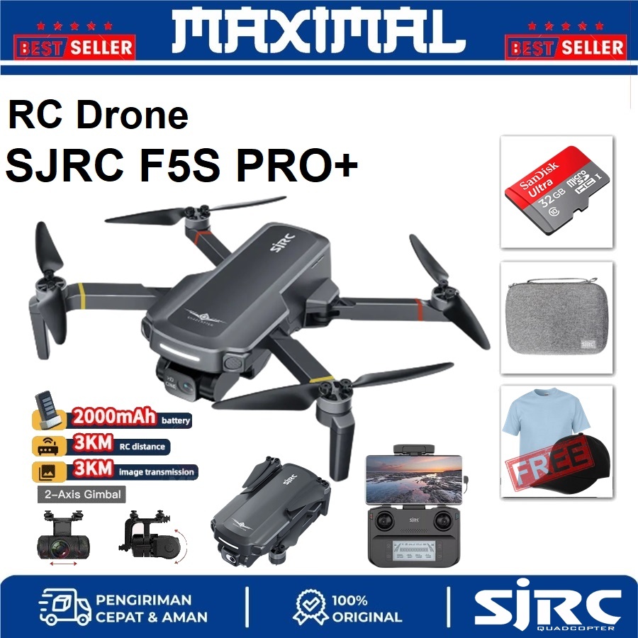 Jual SJRC F5S PRO+ 3.5KM Drone GPS Digital FPV With 4K EIS HD Camera ...