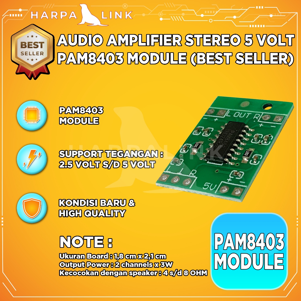Jual PAM8403 Mini Digital Audio Amplifier Class D 2 x 3W 5V DC / Micro ...