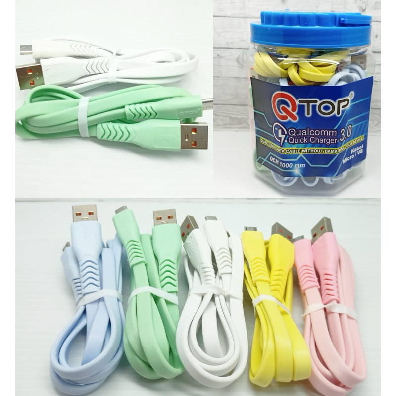 Jual [Isi 20Pcs] Kabel Data ORIGINAL QTOP USB Micro / Type-C ...