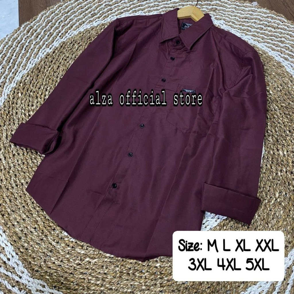 Jual Kemeja Polos Burgundy Casual Pria Lengan Panjang Size M L XL XXL 3XL 4XL 5XL | Shopee Indonesia