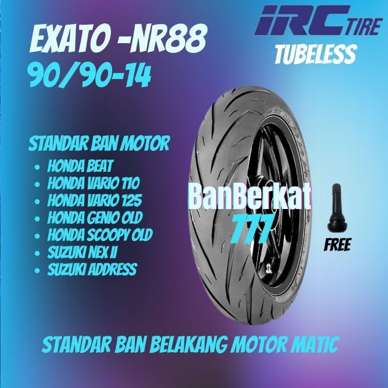 Jual Ban Motor Matic / IRC Exato 90/90 Ring14 Tubeless prod 2025 ...