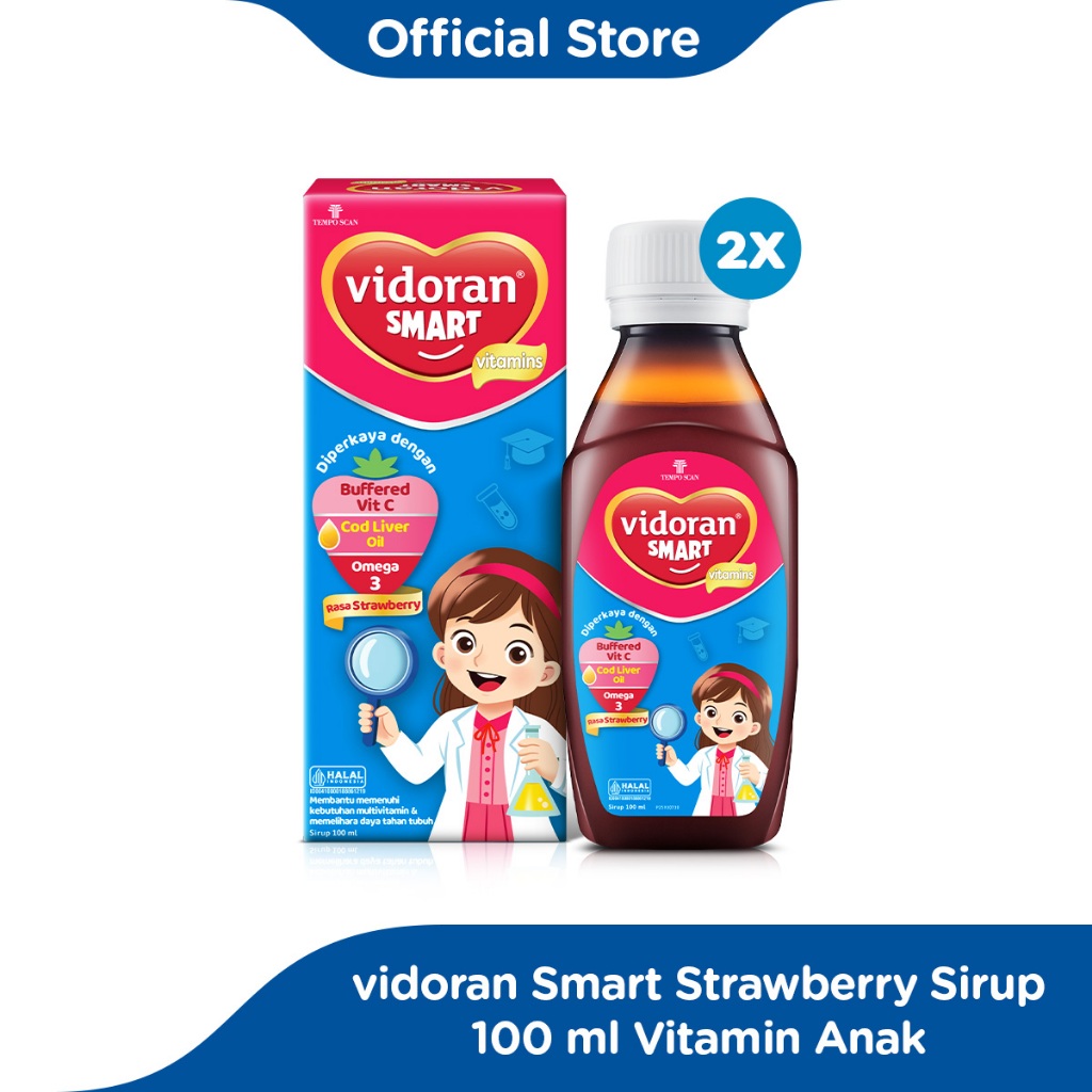 Jual vidoran Smart Strawberry Sirup 100 ml Vitamin Anak - 2 pcs (Exp ...