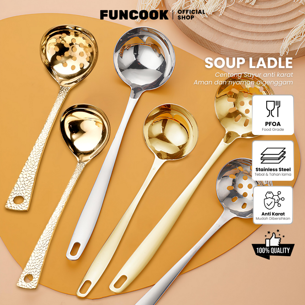 Jual FUNCOOK PAKET HEMAT Centong Sop Sayur Stainless Steel 7cm Soup ...