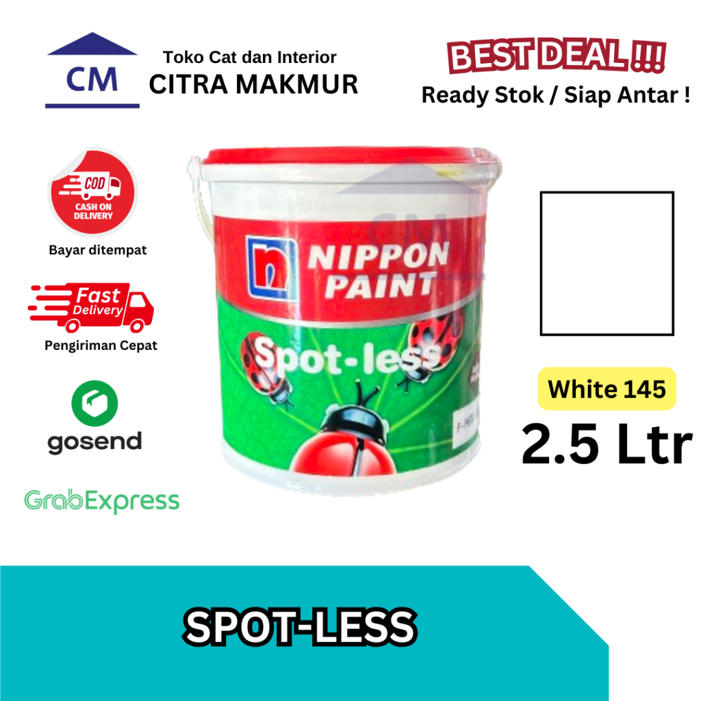 Jual Nippon Spot-less WHITE 145 - 2.5 Ltr (Cat Putih Interior Premium Nippon Paint) | Shopee ...