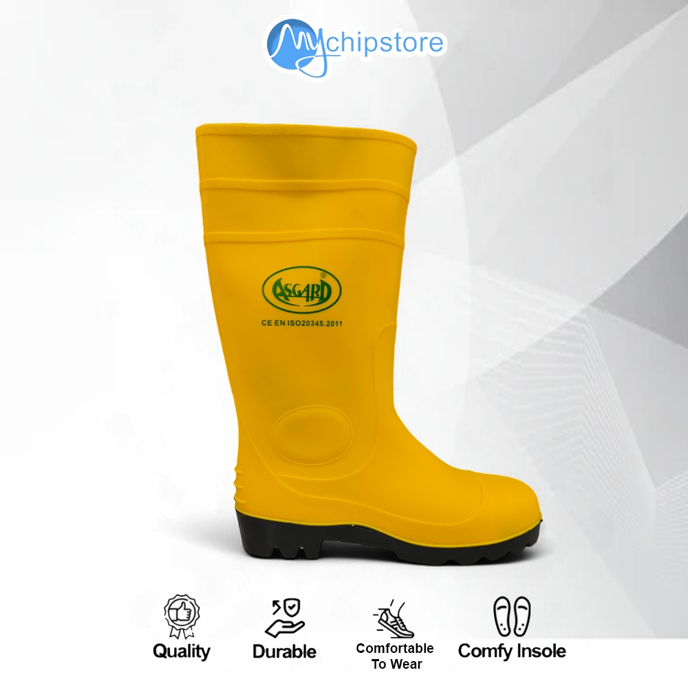 Jual Sepatu Safety Boot Karet Rubber Kuning ASGARD SAFETY UJUNG BESI ...