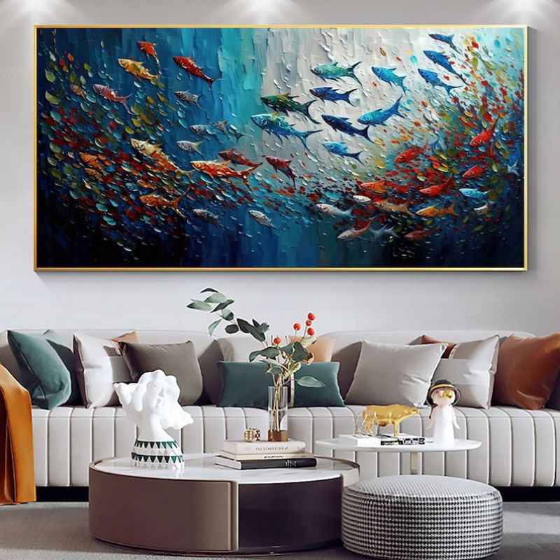 Jual Dekorasi canvas dinding ikan dilaut aesthetic abstrak ukuran 150 ...