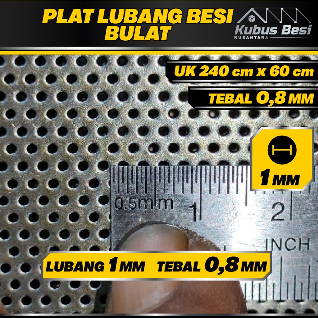 Jual 240x60 cm - Plat Lubang Bulat 1 mm - Tebal 0,8 mm. Ram Gril/Plat ...
